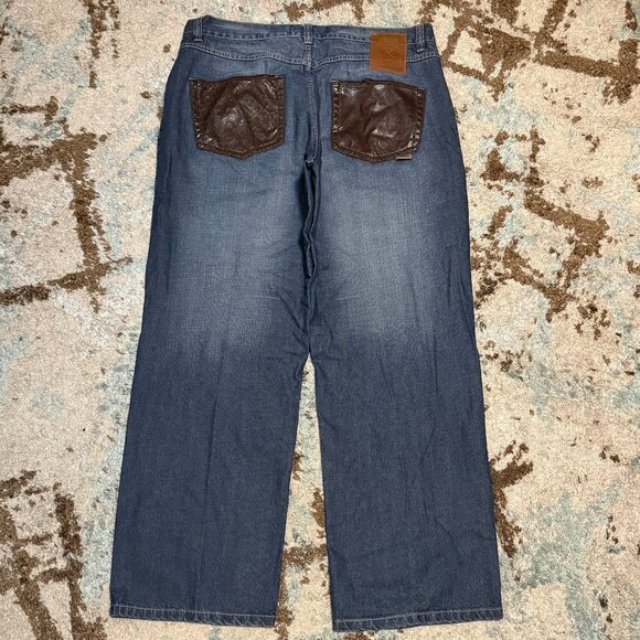 mecca | Jeans | Vintage Mecca Baggy Jeans Faux Leather Snakeskin Size ...